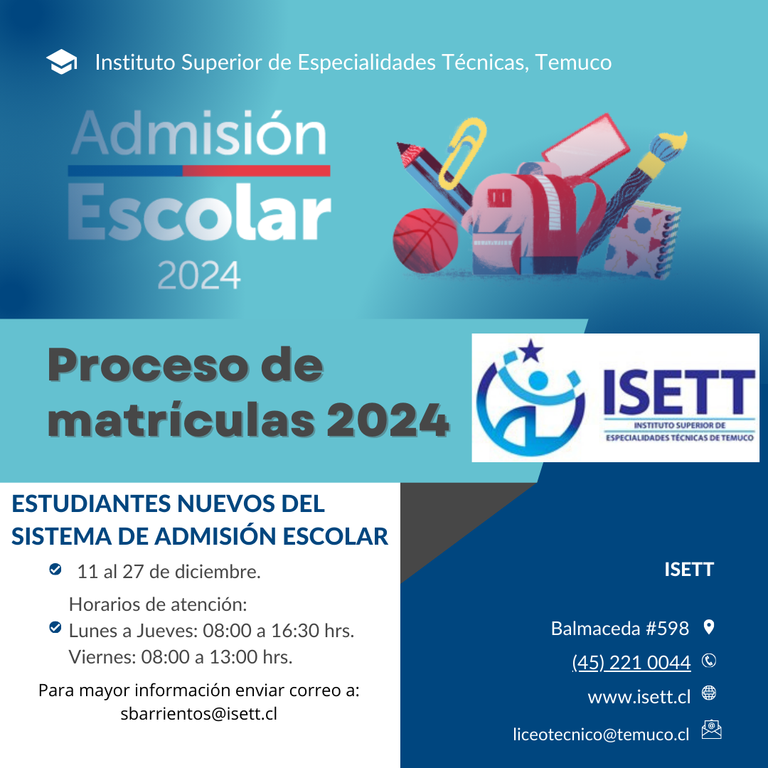 Fecha Matrículas 2024 – ISETT